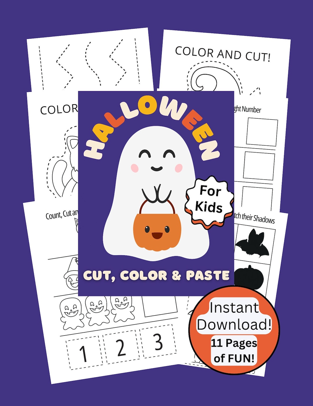 Halloween Cut Color Paste Halloween Coloring Activity Book - Etsy