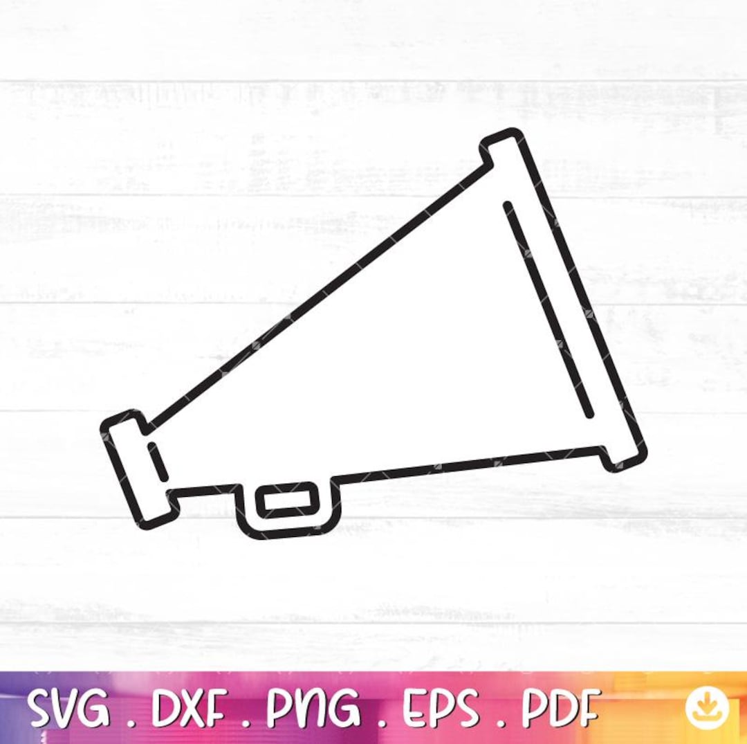 Cheer Megaphone Svg, Cheerleader Svg, Sports Clipart, Pom Pom Outline ...