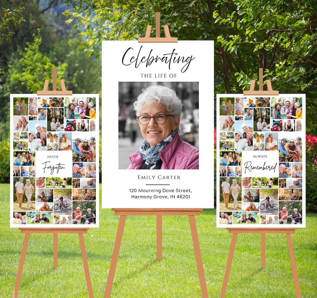 Editable Funeral Photo Collage Template, Funeral Photo Collage Sign ...