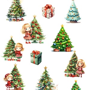 Watercolor Christmas Tree Clipart Bundle, Painted Tree Clipart, Clipart ...