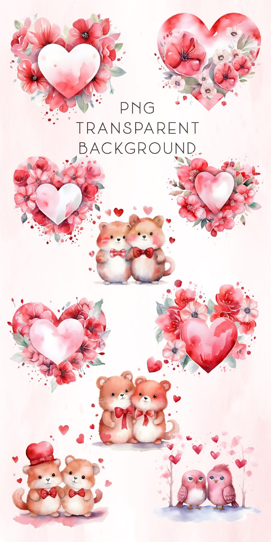 Watercolor Valentines Day Clipart PNG Valentine Clipart - Etsy