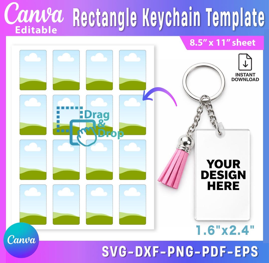 Rectangle Keychain Template, 2" Rectangle Keychain Svg, Sublimation ...