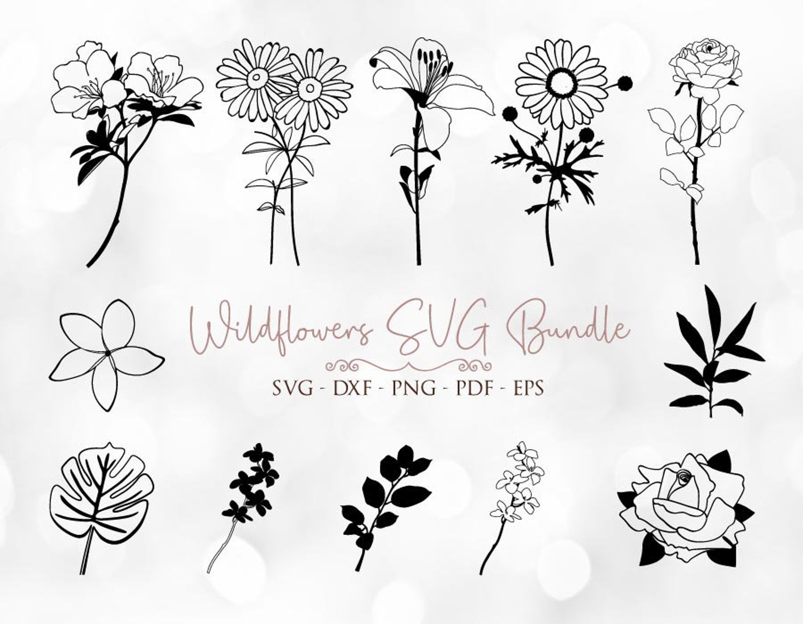 Wildflowers Svg Bundle Leaves And Branches Svg Bundle Botanical