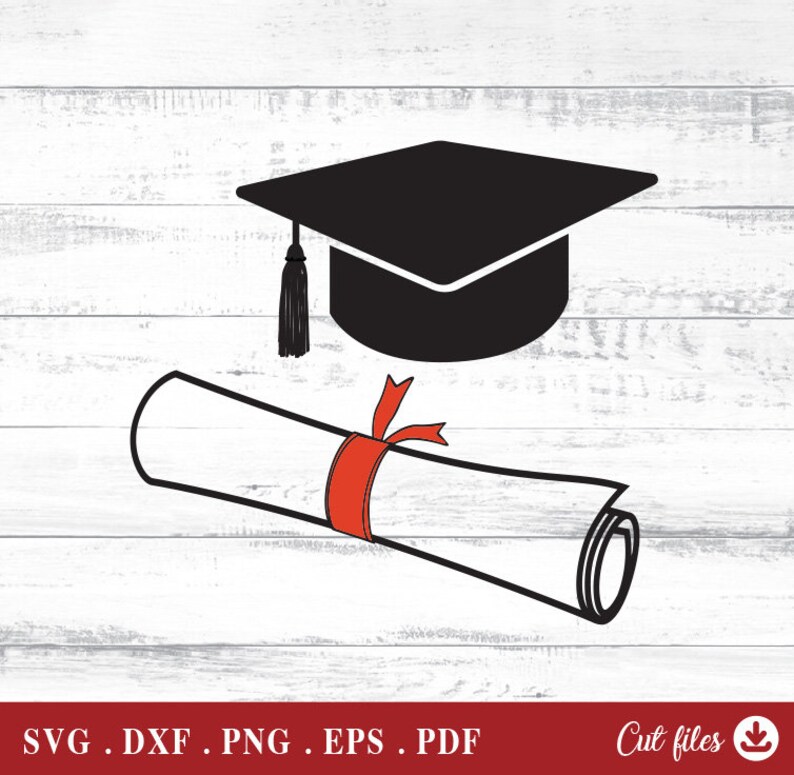 Graduation Cap and Diploma Svg Digital Files Vector for - Etsy