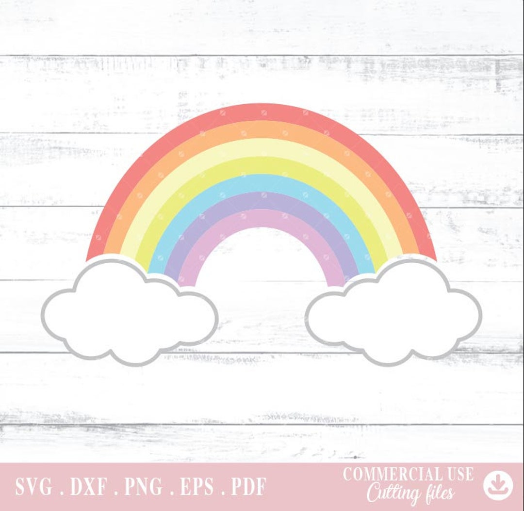 Pastel Rainbow Svg, Pastel Colors Rainbow, Rainbow With Cloud, for ...