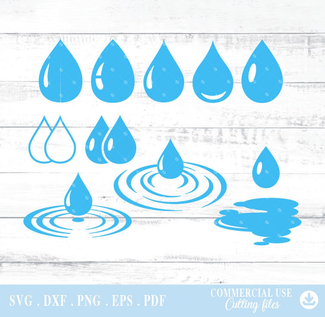Water Drops Bundle Svg, Rain Drops Svg, Raining Svg, Water Droplet ...