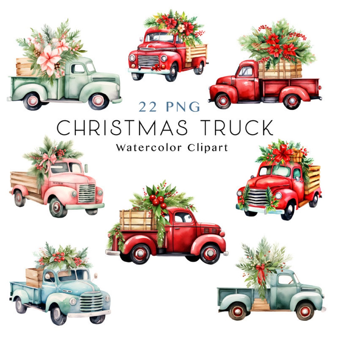 Watercolor Christmas Clipart Bundle, Sublimation PNG, Watercolor Red ...