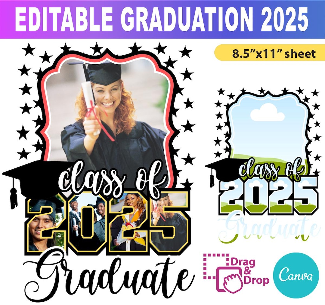 Graduate 2025 Template for Canva, Graduation Design, Editable ...