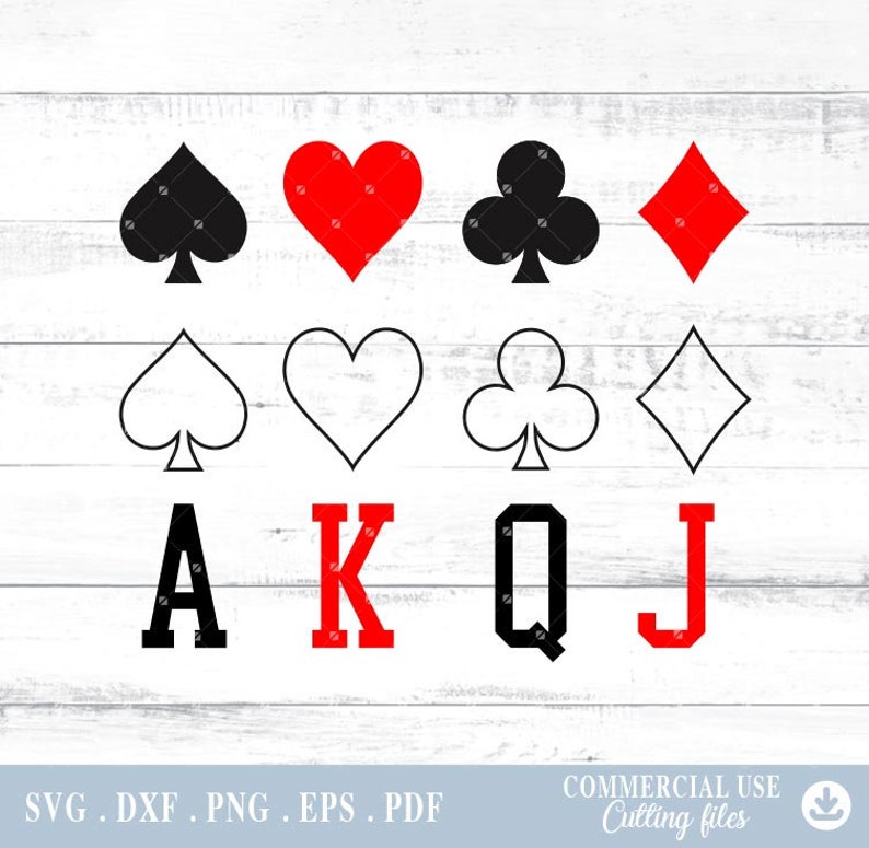 Card Suits Svg, Playing Card Suits Svg, Spade Svg, Diamond Svg, Club ...
