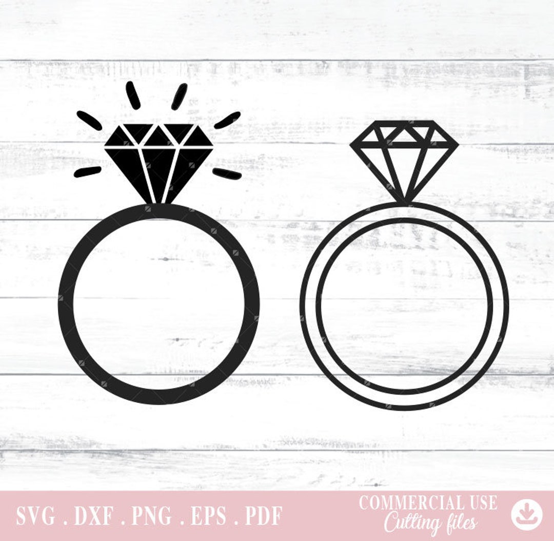 Diamond Ring Svg, Wedding Ring Svg, Engagement Ring Svg, Digital File ...