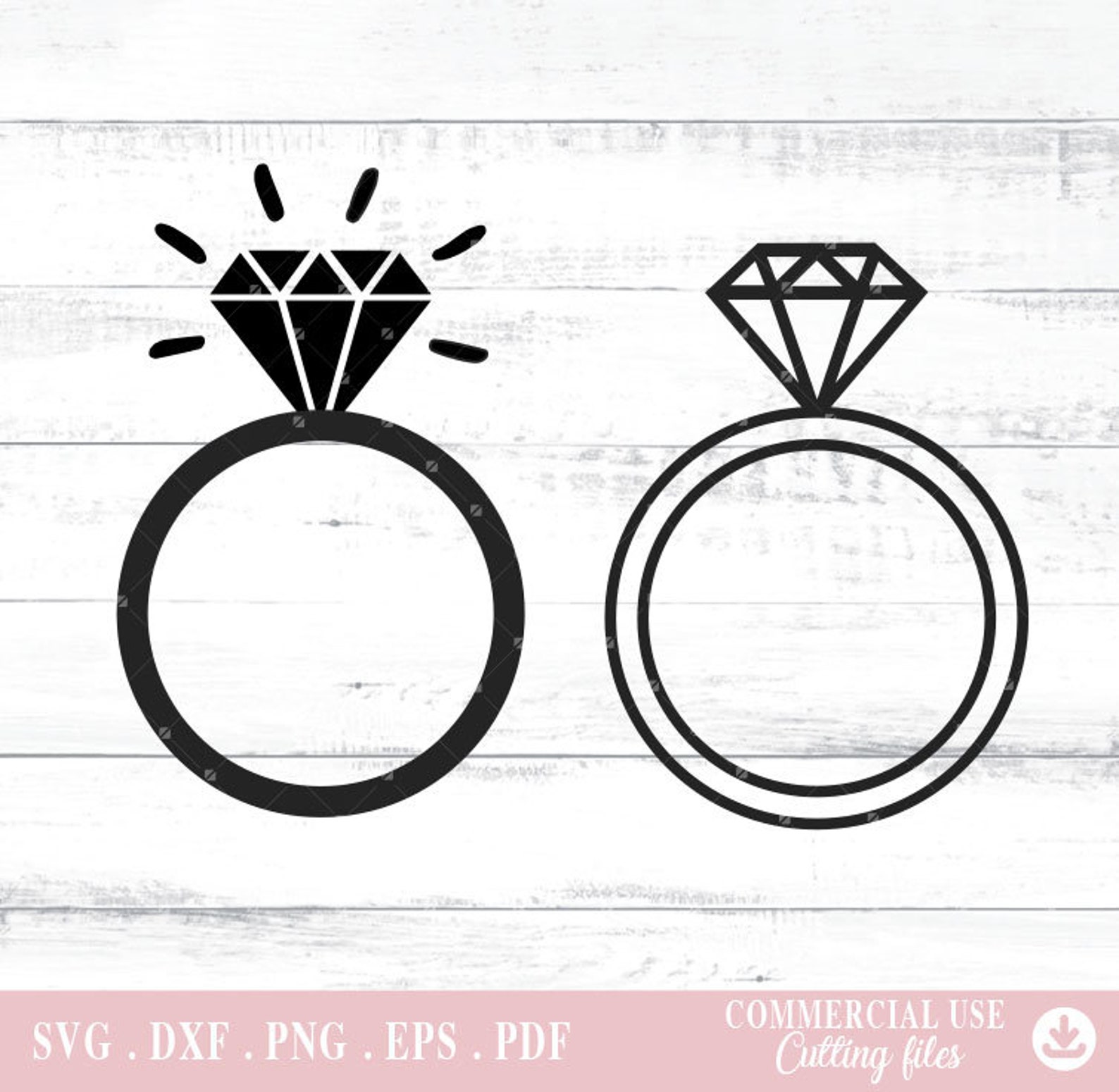 Diamond Ring Svg, Wedding Ring Svg, Engagement Ring Svg, Digital File ...