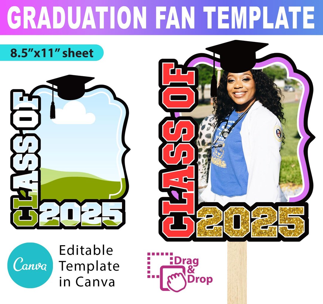 2025 Graduation Fan Template, Graduation Fan, Editable Graduation Fan ...
