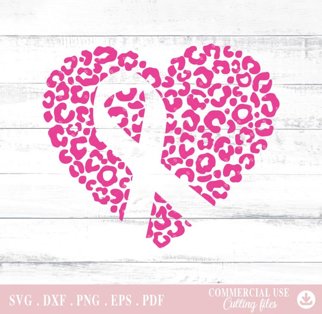 Breast Cancer Heart Leopard Svg, Breast Cancer Awareness Ribbon Svg ...