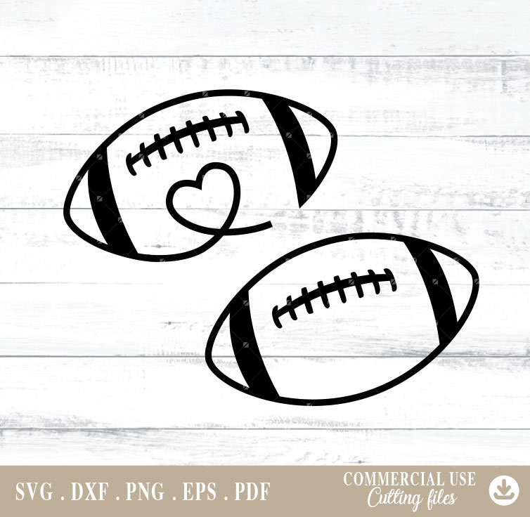 Football Heart Svg, Football Svg, Football Outline Svg, Clipart ...