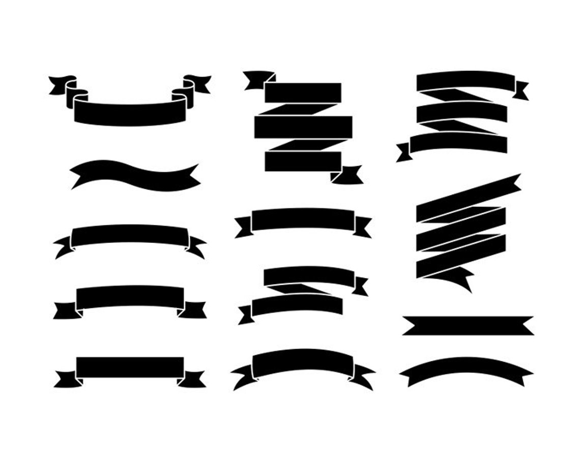 Ribbons Banners SVG, Ribbons Banners Clipart, Outline Banners Svg, for ...
