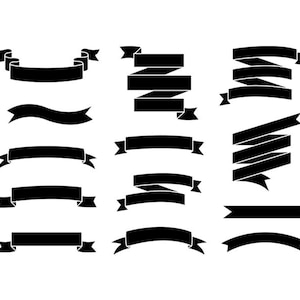 Ribbons Banners SVG, Ribbons Banners Clipart, Outline Banners Svg, for ...