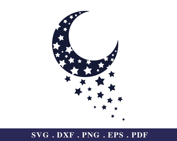 Night Moon and Stars Svg, for Cricut Silhouette, Svg, Dxf, Eps, Png - Etsy