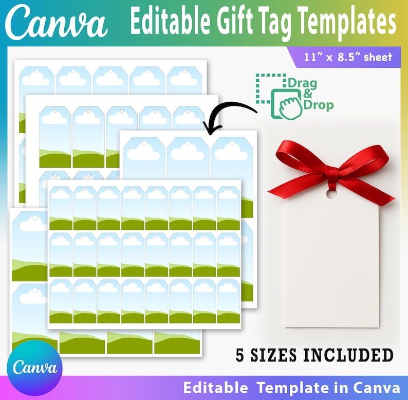 Editable Gift Tags Template, Blank Sheet Gift Tags, Party Printable ...