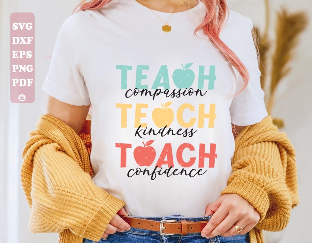 Teach Compassion, Kindness, Confidence Svg, Teacher Svg, Leopard Bunny ...