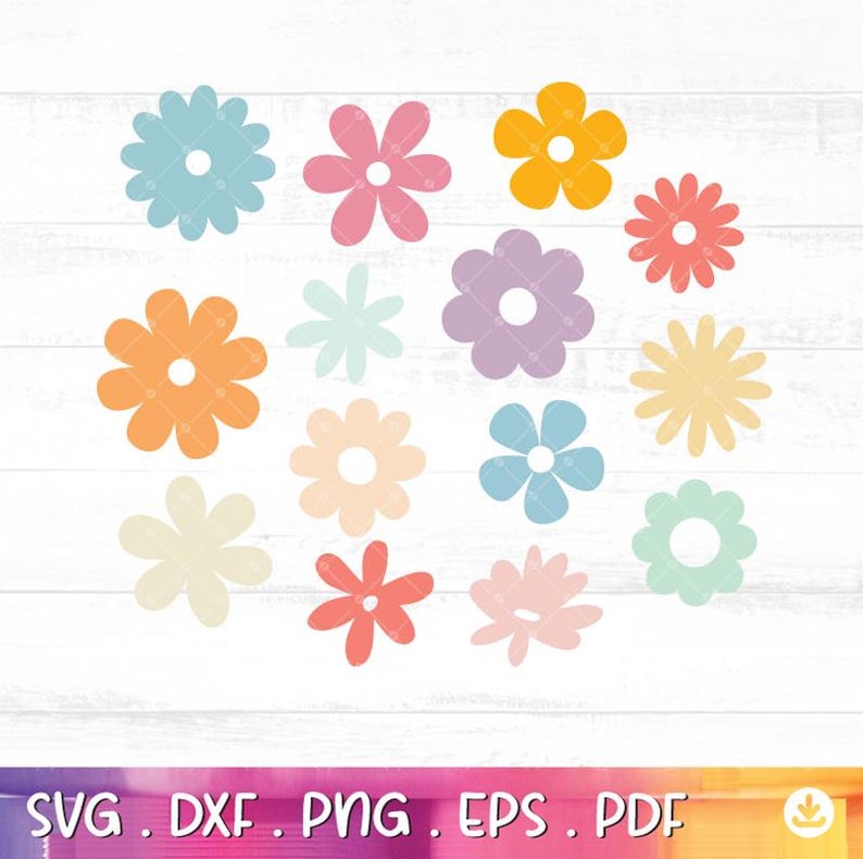 Retro Flowers Svg Bundle, Groovy Svg Clipart, Svg Retro Flowers, Retro ...