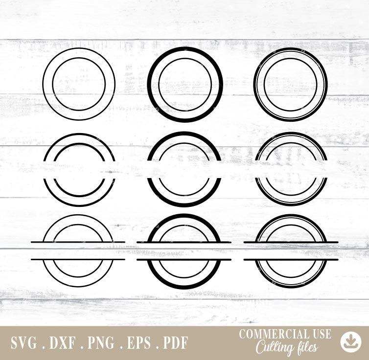 Double Circle Frame Svg, Double Circle Svg, Double Circle Monogram Svg ...