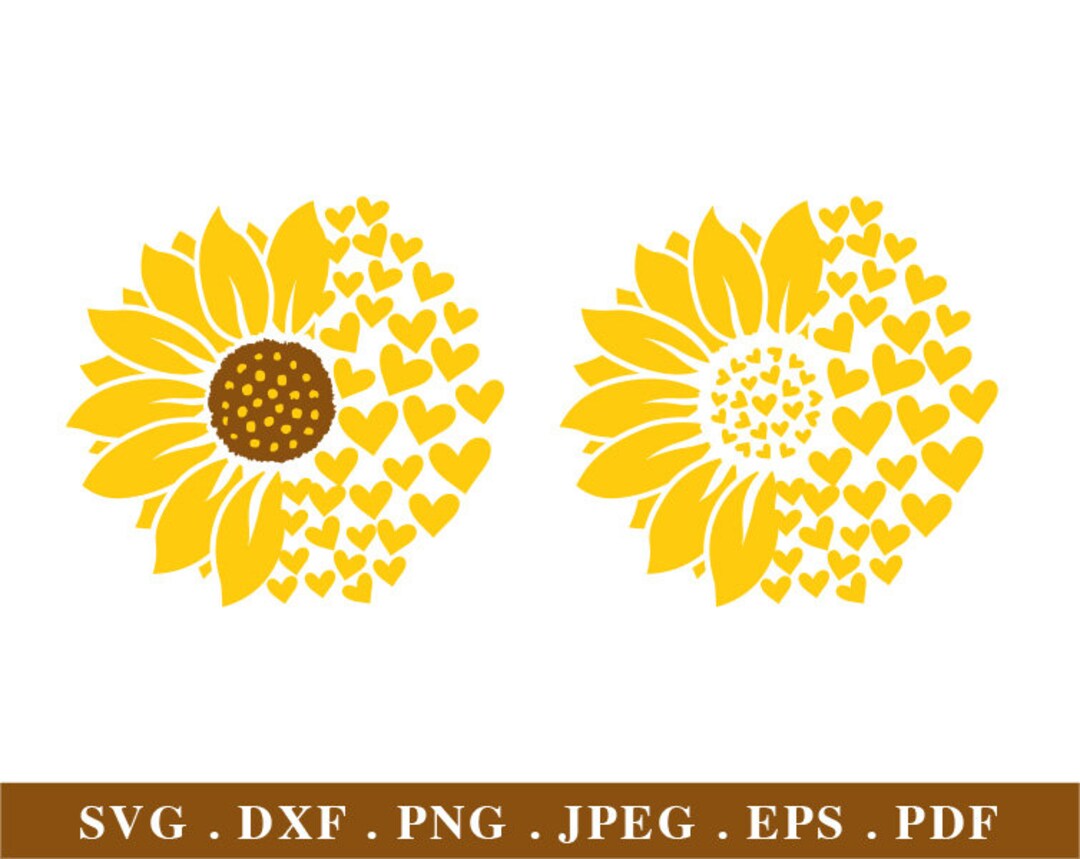 Sunflower Hearts SVG, Sunflower and Hearts Svg, Sunflower Clipart ...