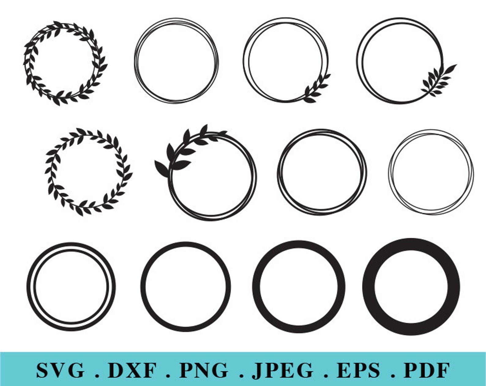 Circle Frame SVG Cut File, Wreath Svg Bundle, for Cricut Silhouette ...