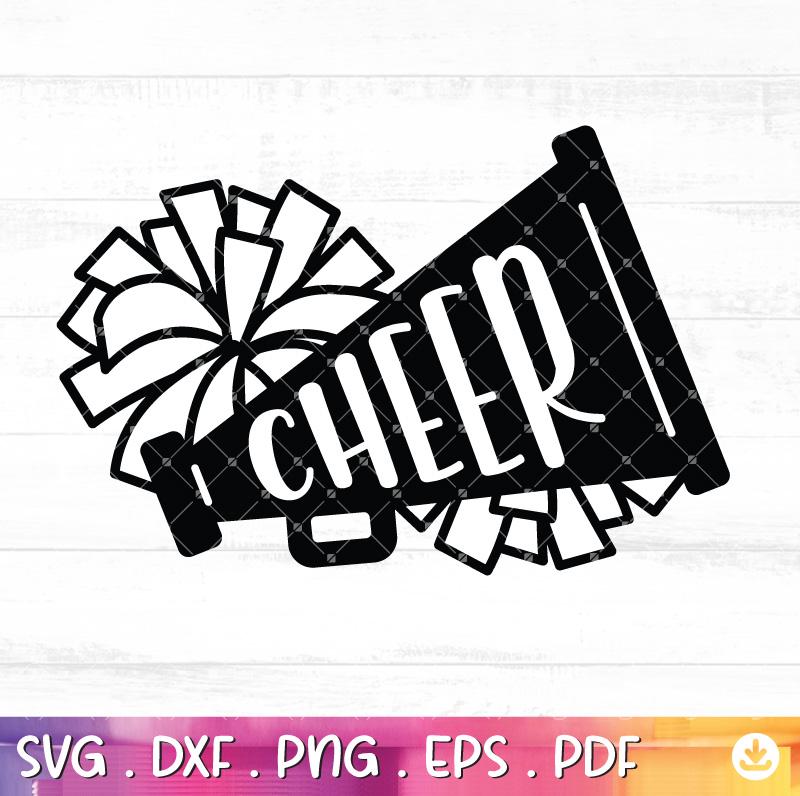 Cheer Megaphone Svg, Cheerleader Svg, Sports Clipart, Pom Pom Outline ...