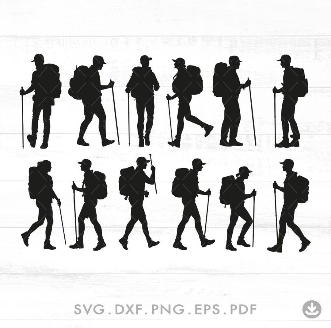 Hiker Svg, Hiker Silhouette Bundle, Svg Files for Cricut, Hiking Svg ...