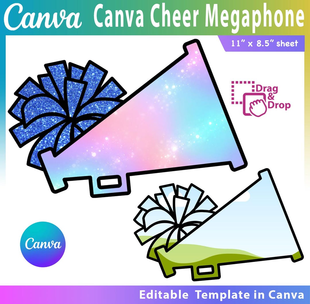 Canva Cheer Megaphone Frame, Cheerleader Canva Template, Sports Clipart ...