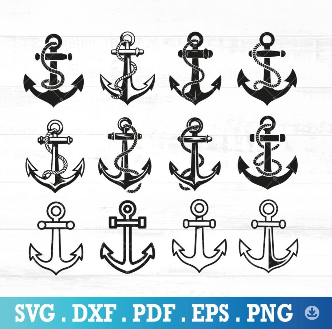 Navy Anchor With Rope Svg, Anchor Vector, Anchor Cricut, Anker Png ...