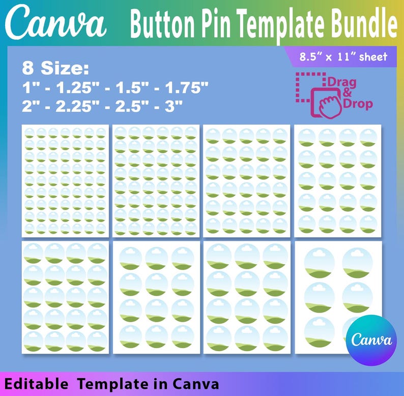 Button Pin Template BUNDLE, Canva Frame Button Pin, Badge Circle Labels ...