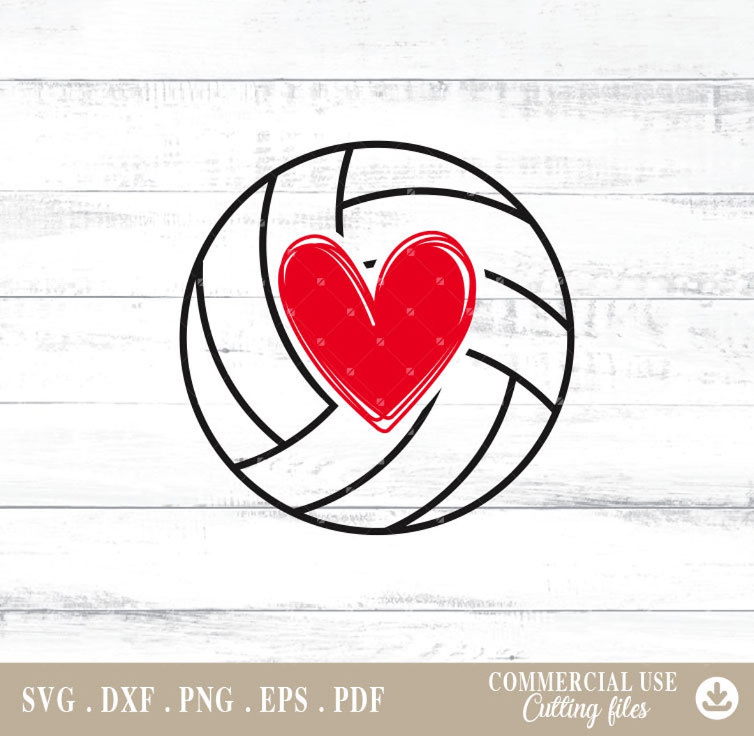 Volleyball Heart Svg, Volleyball Heart Svg, Heart Volleyball Outline ...