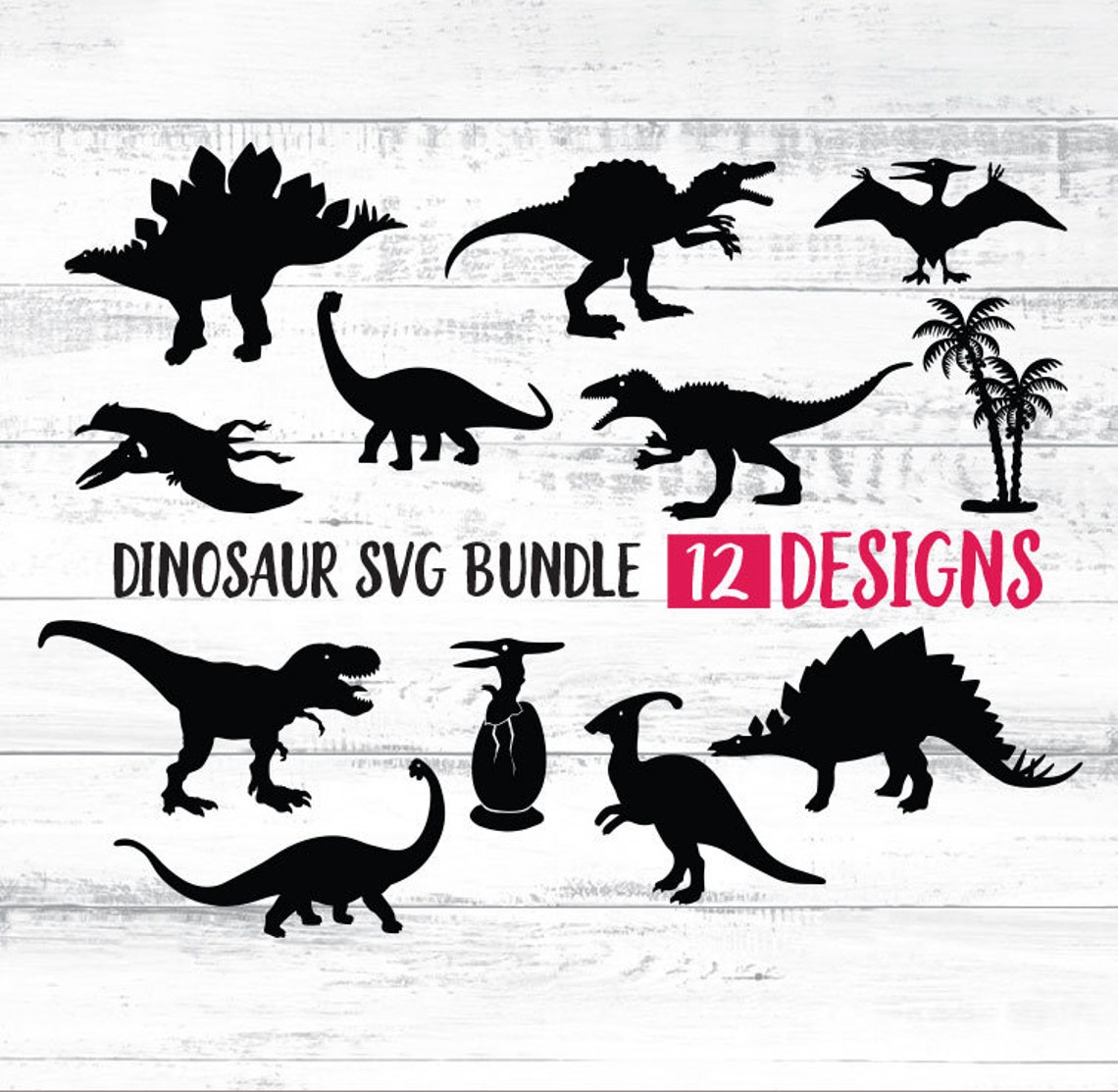 Dinosaur Silhouette Svg Bundle Dinosaur Clipart Dinosaur | Etsy