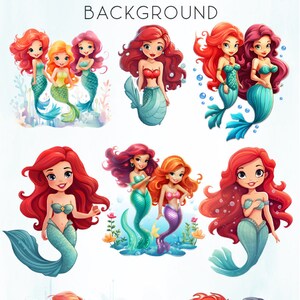 Watercolor Little Mermaid Clipart, Watercolor Clipart, Sea, Girls ...