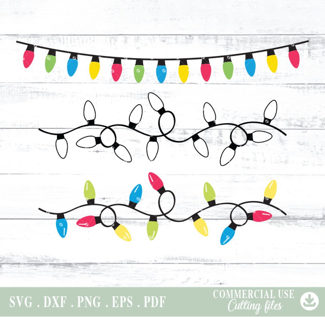 Christmas Lights Svg Bundle, Repeating Christmas Lights String, String ...