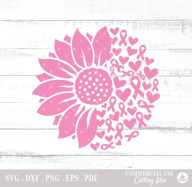 Breast Cancer Sunflower Svg, Breast Cancer Svg, Sunflower Svg,pink ...
