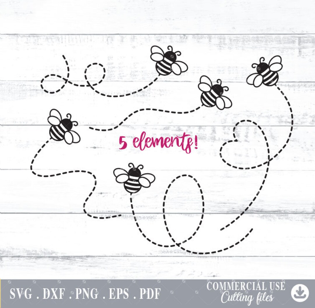 Bee Paths Bundle Svg Cutting Files, Honey Bee Svg, Bee Png Files ...