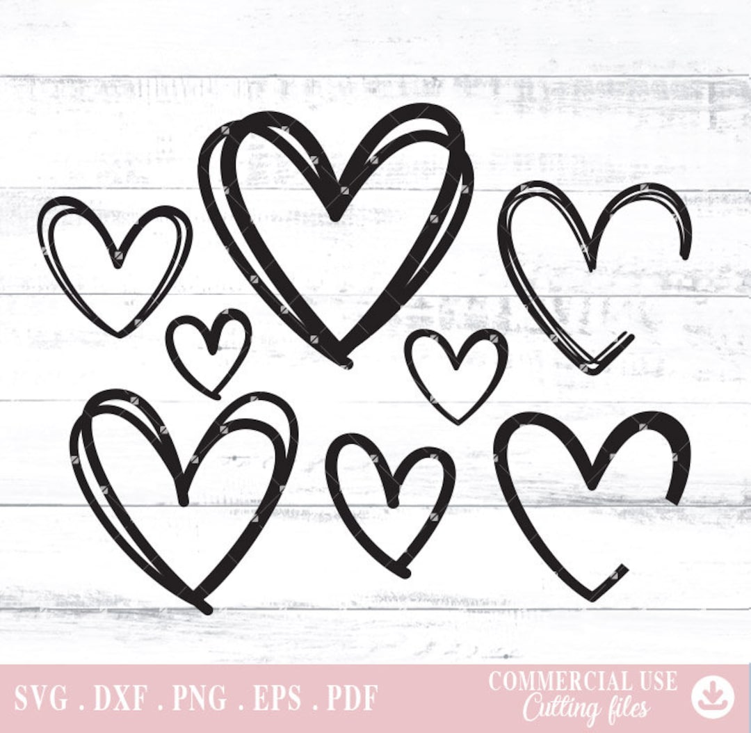 Heart Svg Bundle, Heart Svg, Outline Heart Svg, Drawn Heart Svg, Doodle ...