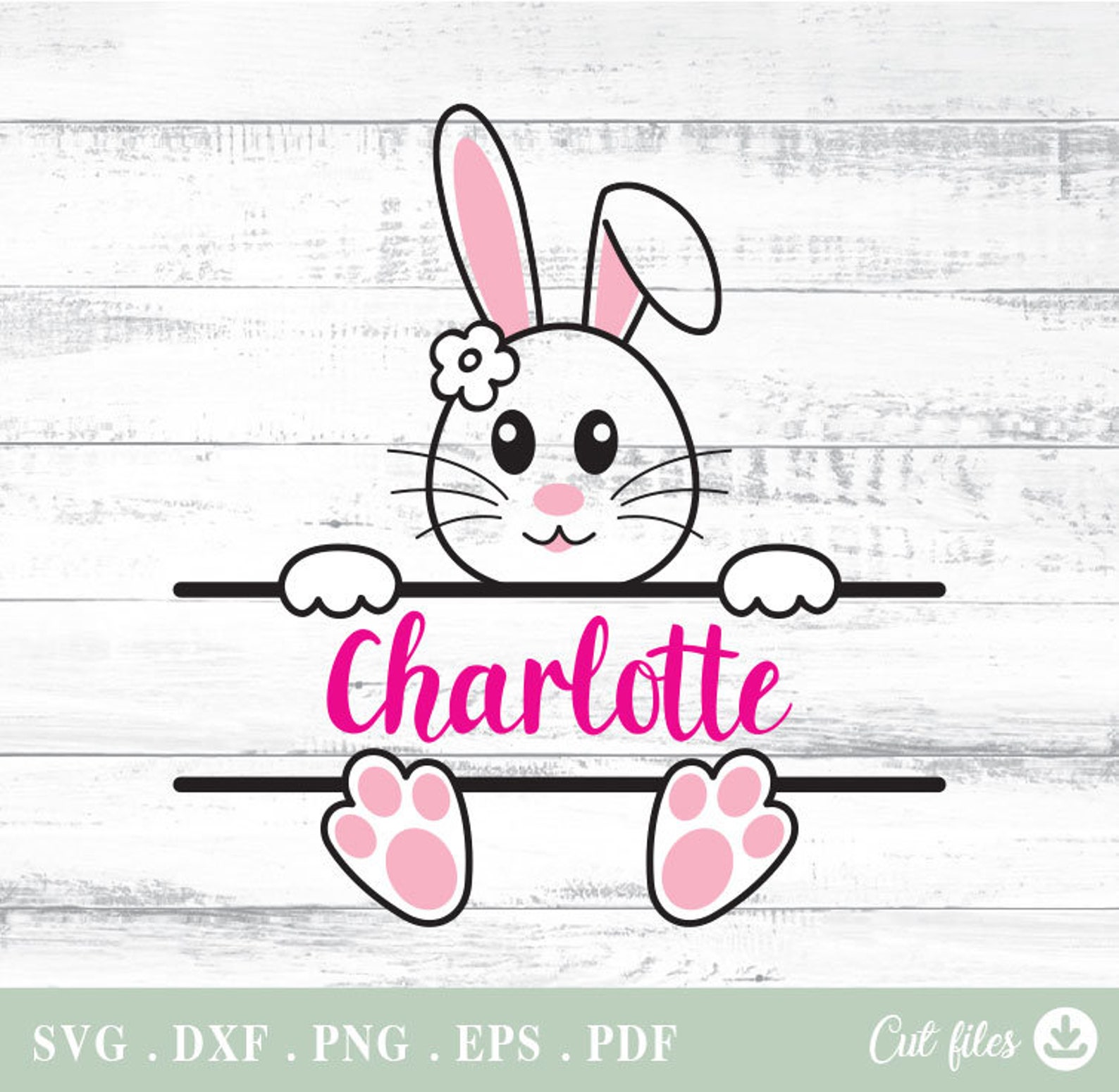Bunny Name Frame Svg Easter Svg Bunny Name Frame Svg for - Etsy
