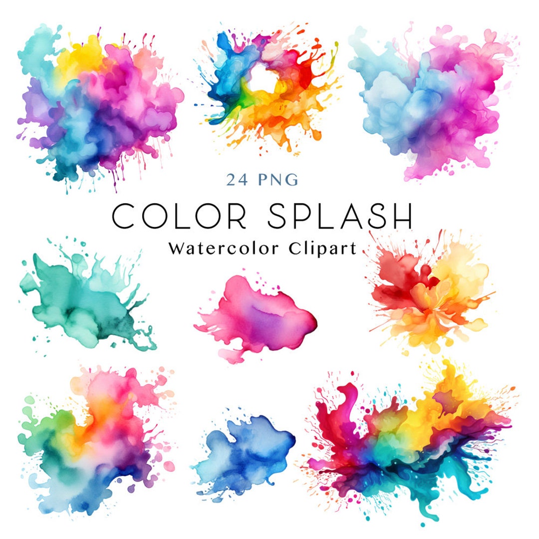 Watercolor Color Splash Clipart PNG, Paint Splatter Clipart, Abstract ...