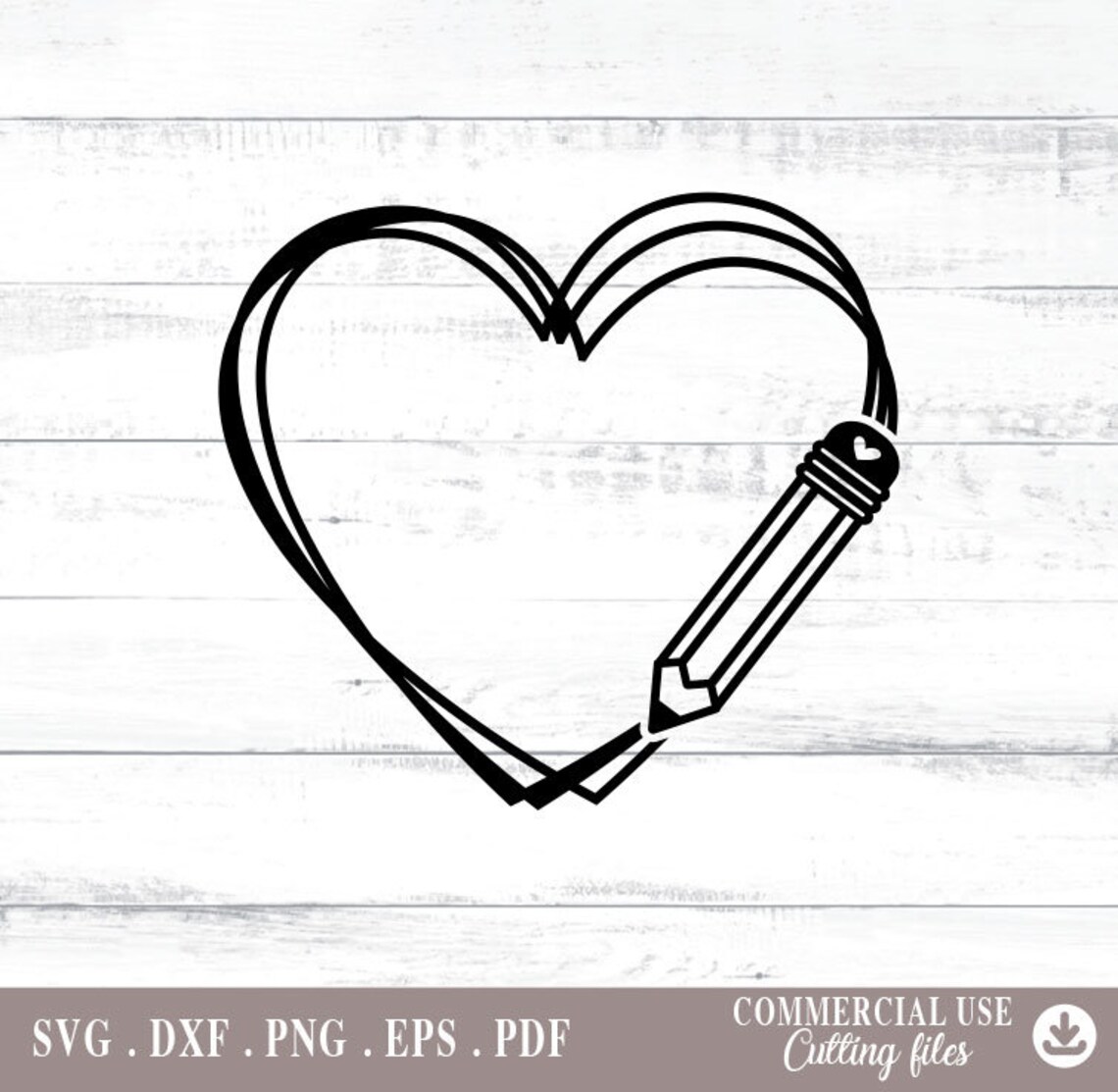 Teacher Heart Svg, Pencil Heart Svg, Teacher Heart Png, for Cricut ...