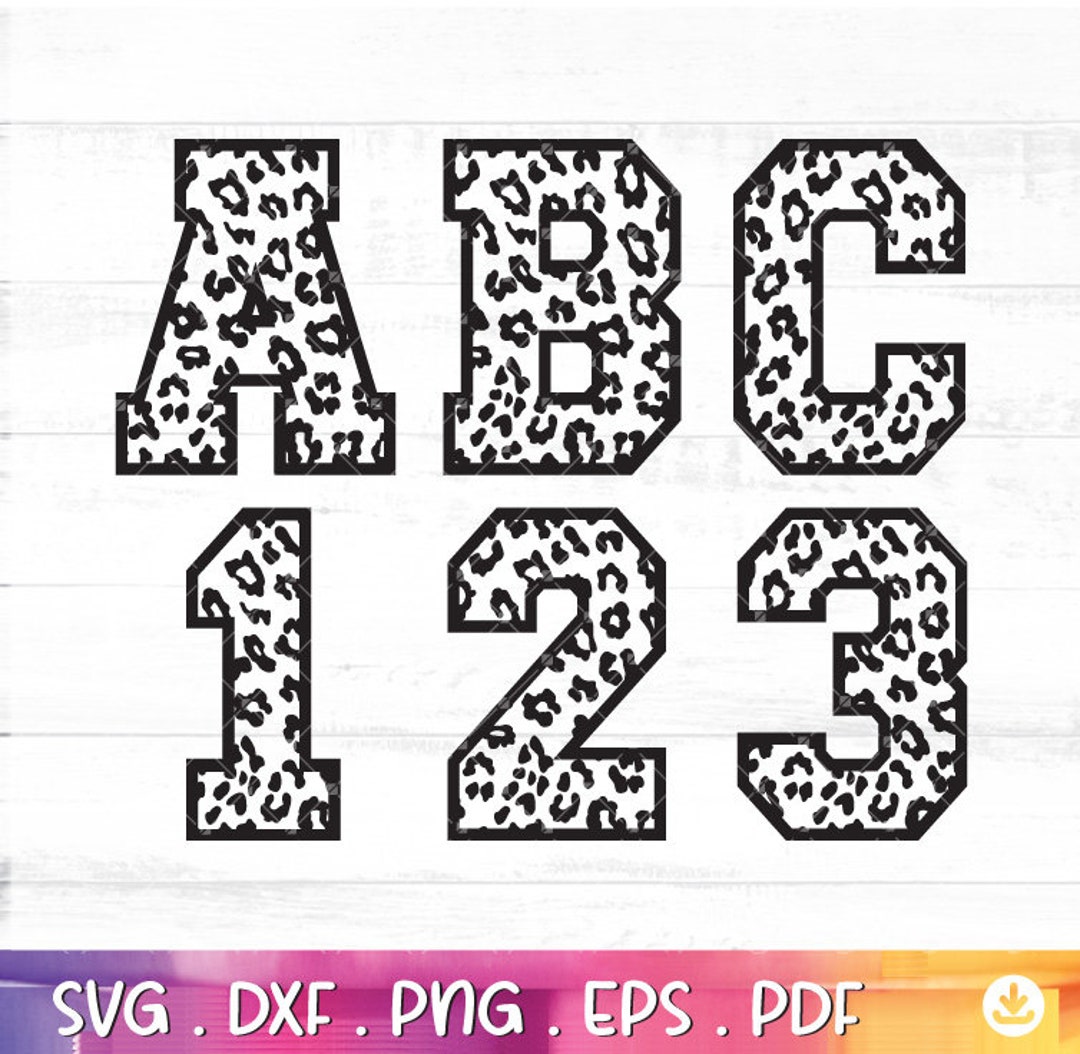 Leopard Print Athletic Alphabet and Numbers, Alphabet Svg, Leopard Svg ...
