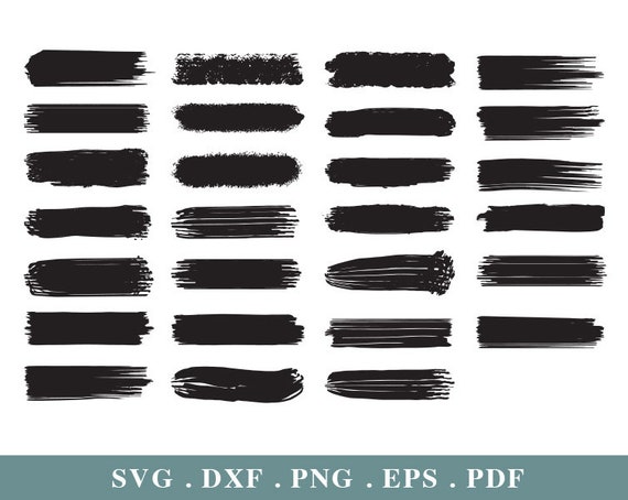 Paint Brush Strokes Svg Paint Brush Strokes Bundle for - Etsy