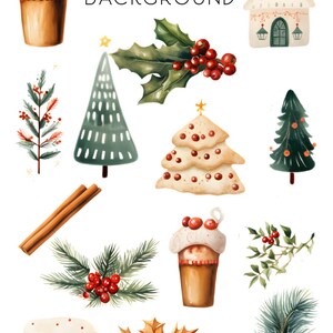 34 Christmas Clipart Elements, Christmas Clipart Watercolor Bundle ...