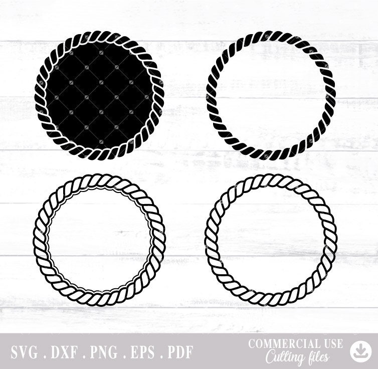 Rope Circle Frame Border Svg, Rope Border, Rope Wreath Svg, Nautical ...