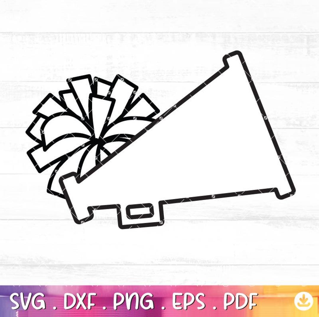 Cheer Megaphone Svg, Cheerleader Svg, Sports Clipart, Pom Pom Outline for Cheer, Cheerleading ...