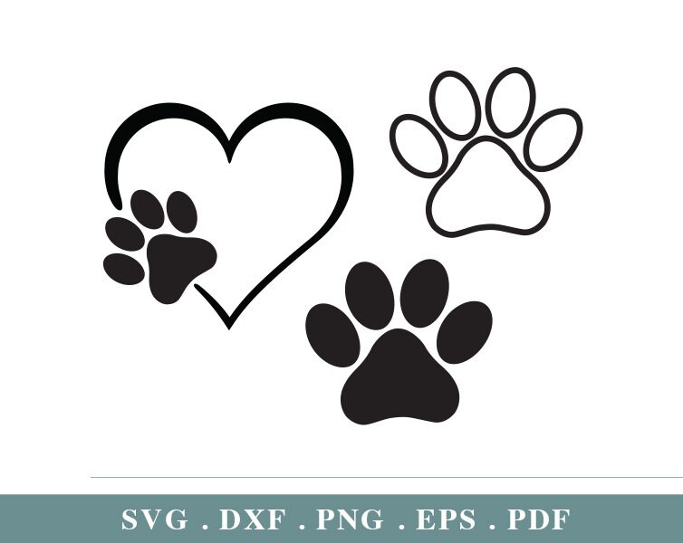 Dog Paw Print Svg, Dog Paw Print Clip Art, for Cricut Silhouette, Svg ...