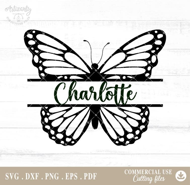 Butterfly SVG, Butterfly Name Frame SVG, Split Frame, Butterfly ...