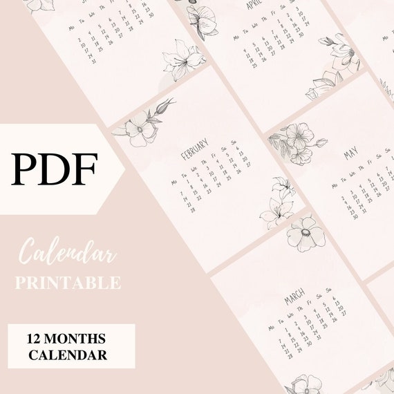 Printable 2022 Calendar Printable Editable PDF on Canva | Etsy